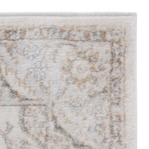 SAFAVIEH Isabella Collection Area Rug - 8' x 10', Cream & Beige, Oriental Design, Non-Shedding & Easy Care, Ideal for High Traffic Areas in Living Room, Bedroom (ISA912A)