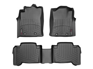 weathertech custom fit floorliners for toyota tacoma - 1st & 2nd row (446551-440213), black