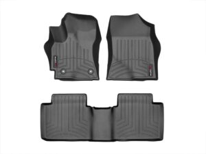 weathertech custom fit floorliners for toyota corolla - 1st & 2nd row (4411091-445802), black