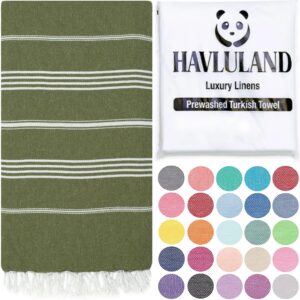 havluland turkish beach towel oversized 39x71 turkish bath towels highly absorbent quick dry extra large sand free beach towels for beach pool spa gym yoga travel camping blanket - olive green