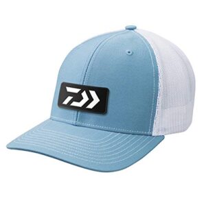 daiwa fishing cap trucker blue white rubber patch logo