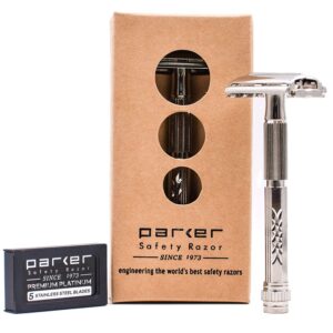 parker model 60r safety razor and 5 parker platinum razor blades