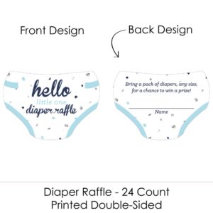 Big Dot of Happiness Hello Little One - Blue and Silver - Diaper Shaped Raffle Ticket Inserts - Boy Baby Shower Activities - Diaper Raffle Game - Set of 24