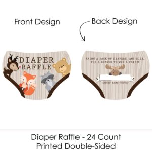 Big Dot of Happiness Woodland Creatures - Diaper Shaped Raffle Ticket Inserts - Baby Shower Activities - Diaper Raffle Game - Set of 24