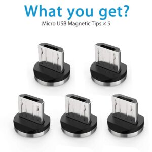 Terasako Magnetic Connector Tips Head for Micro USB Android Devices (5 Pack)