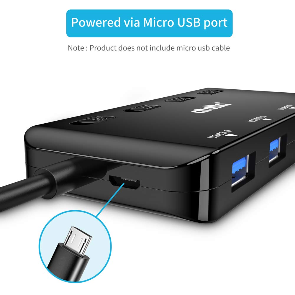 USB SD Card Reader, atolla USB Hub with SD/Micro SD Card Reader, USB Splitter with 3 USB Ports, 2 Card Slots and Individual LED Power Switches