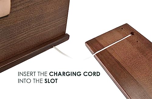 TESLYAR Wood Phone Docking Station Ash Key Holder Wallet Stand Watch Organizer Men Gift Husband Wife Anniversary Dad Birthday Nightstand Purse Father Graduation Male Travel Idea Gadgets… (Brown)