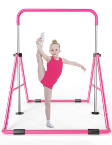 safly fun gymnastics bar for kids, adjustable height horizontal bar foldable gymnastic junior training bar kip bar for home using gymnastics equipment indoor