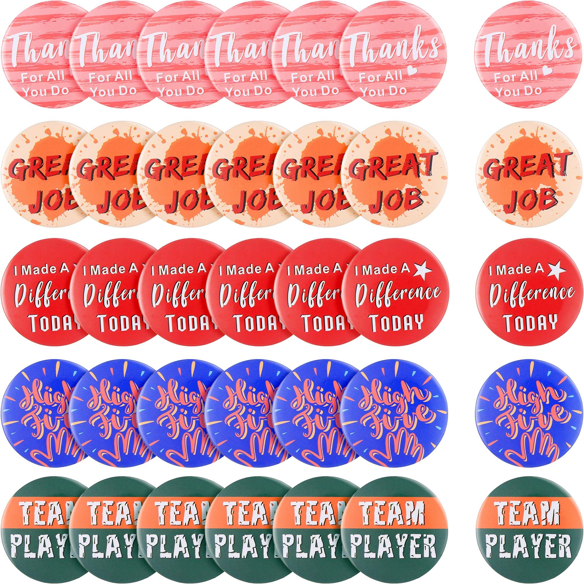 WILLBOND Reward Button Pins Recognition Button Round Pins Positive Appreciation Incentive Motivation Awards for Kids or Workers School Office Party Supplies(50 Pcs)