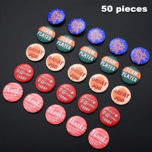 WILLBOND Reward Button Pins Recognition Button Round Pins Positive Appreciation Incentive Motivation Awards for Kids or Workers School Office Party Supplies(50 Pcs)