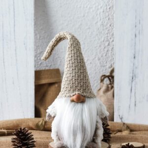 Funoasis Holiday Gnome Handmade Swedish Tomte, Christmas Elf Decoration Ornaments Thanks Giving Day Gifts Swedish Gnomes tomte 16 Inches (Khaki)