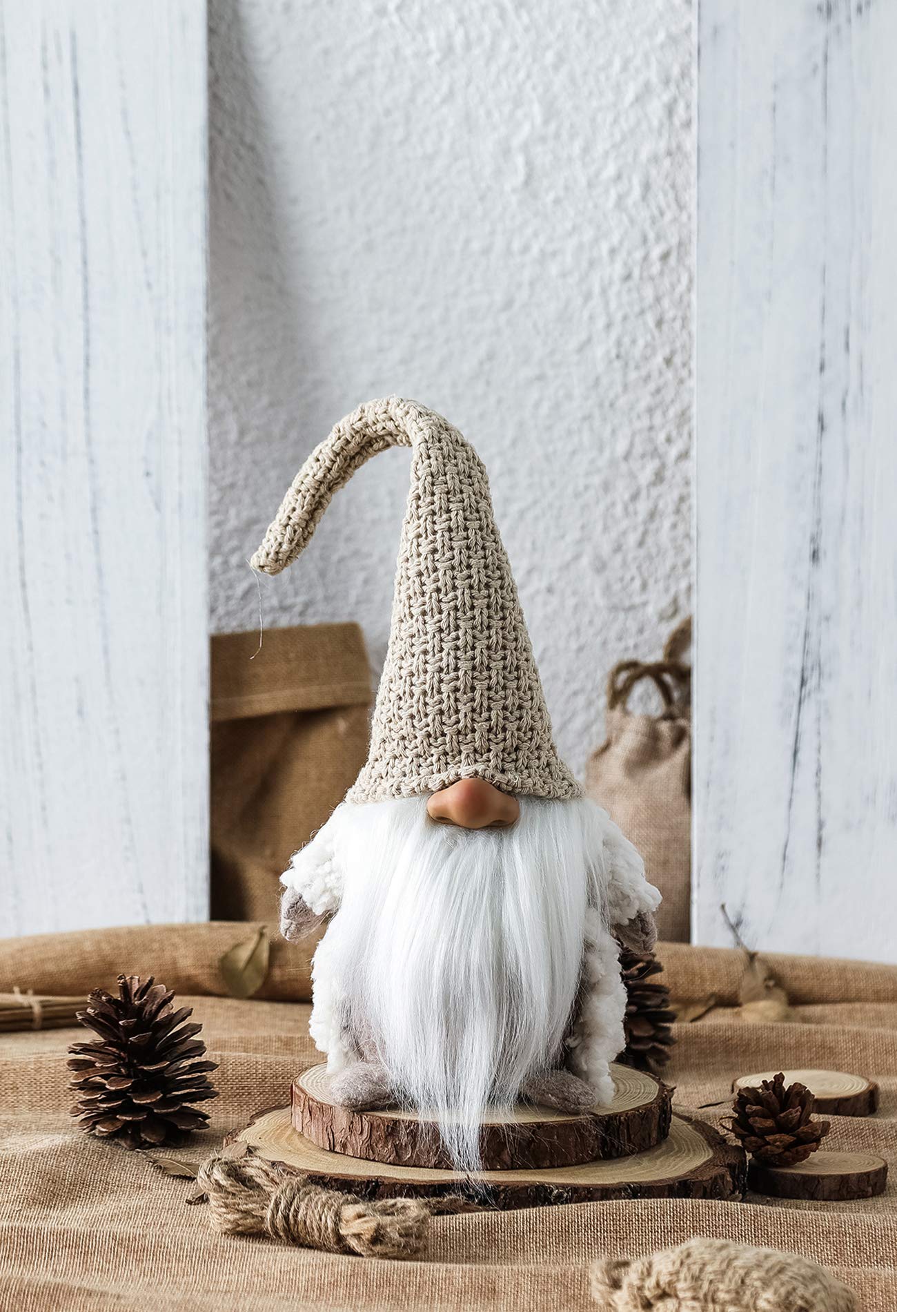 Funoasis Holiday Gnome Handmade Swedish Tomte, Christmas Elf Decoration Ornaments Thanks Giving Day Gifts Swedish Gnomes tomte 16 Inches (Khaki)