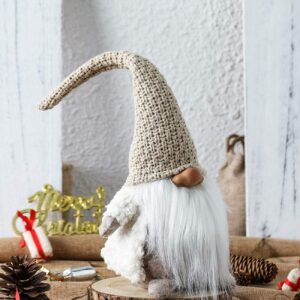 Funoasis Holiday Gnome Handmade Swedish Tomte, Christmas Elf Decoration Ornaments Thanks Giving Day Gifts Swedish Gnomes tomte 16 Inches (Khaki)