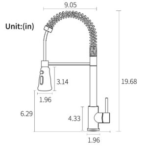 SHAMANDA Brass Kitchen Faucet High Arc Spring Kitchen Sink Faucet with Sprayer Single Handle Hole Pull Down Bar Sink Faucet Brushed Gold, L60001-3