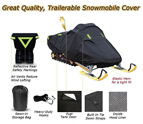 Trailerable Snowmobile Snow Machine Sled Cover Compatible for Arctic Cat RIOT 6000 ES 146 for Model Years 2020-2020. 600 Denier Gear