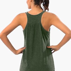 Hibelle Green Tank Top for Women, 2022 Summer Fashion Workout Shirts Loose Fit Sleeveless Tops Racerback Exercise Gym Clohtes Funny Light Weight Cool Tunic Tshirts Leggings Small