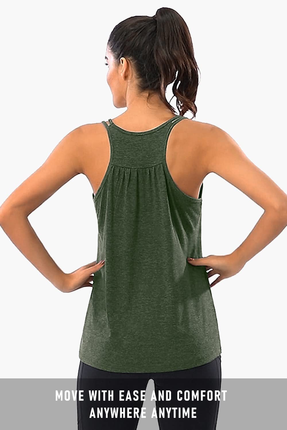 Hibelle Green Tank Top for Women, 2022 Summer Fashion Workout Shirts Loose Fit Sleeveless Tops Racerback Exercise Gym Clohtes Funny Light Weight Cool Tunic Tshirts Leggings Small