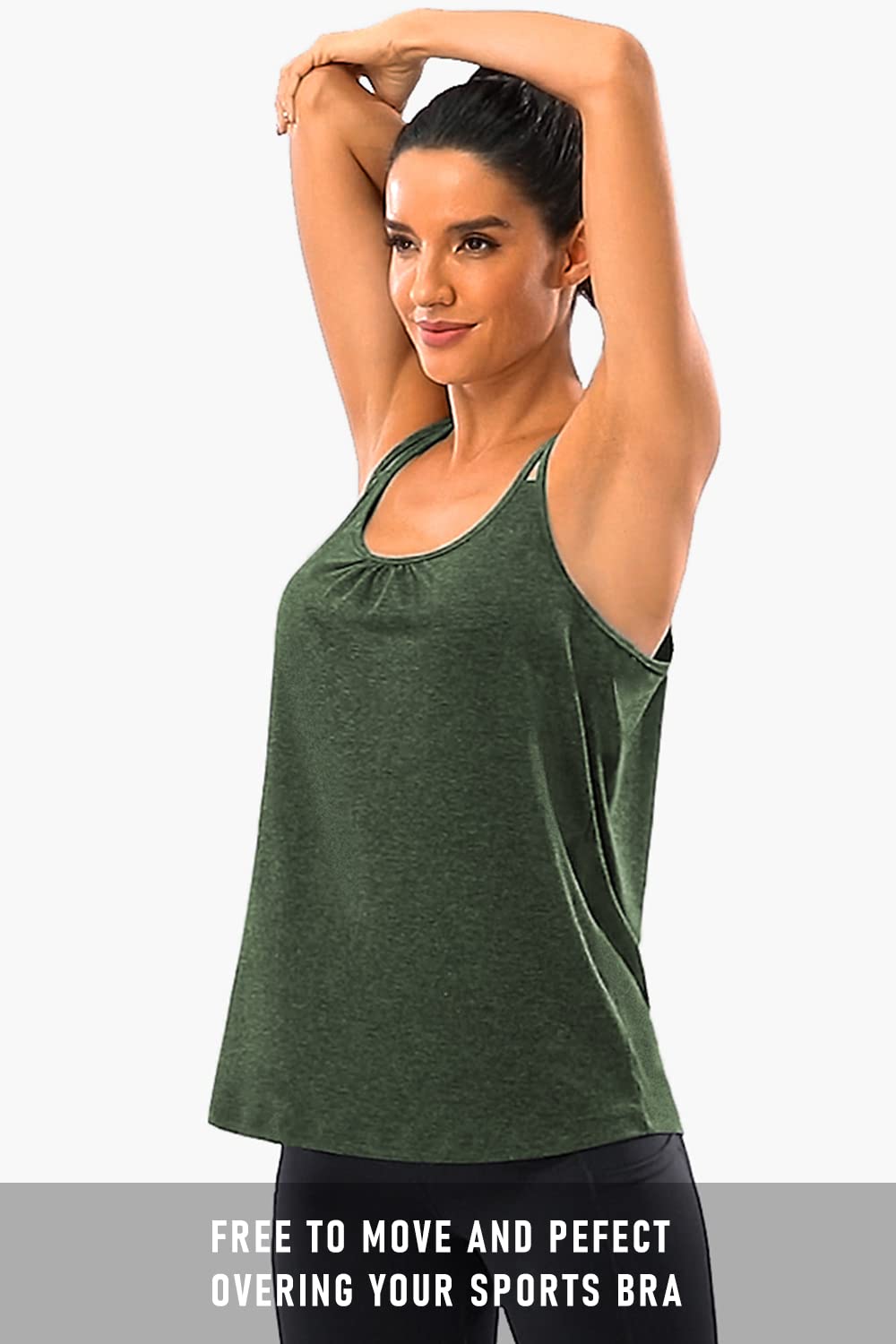 Hibelle Green Tank Top for Women, 2022 Summer Fashion Workout Shirts Loose Fit Sleeveless Tops Racerback Exercise Gym Clohtes Funny Light Weight Cool Tunic Tshirts Leggings Small