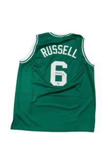 bill russell boston celtics signed autograph custom jersey back signed brussell hologram certified