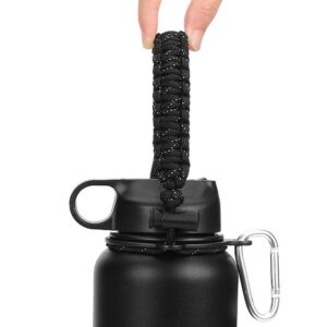 Accmor Paracord Water Bottle Handle for 12oz to 64oz Previous Version Wide Mouth Hydro Flask, Bottles Accessories Paracord Strap Carrier with Whistle Compass Safety Ring and Carabiner