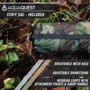 AQUAQUEST Defender Waterproof Camping Tarp - Heavy Duty Tent Shelter or Rain Fly - Camping Essentials for Hiking, Bushcraft & Hammock, 10 x 10 ft, Woodland Camo