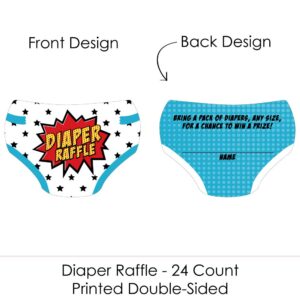 Big Dot of Happiness Bam Superhero - Diaper Shaped Raffle Ticket Inserts - Baby Shower Activities - Diaper Raffle Game - Set of 24