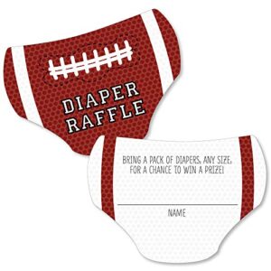 big dot of happiness end zone - football - diaper shaped raffle ticket inserts - baby shower activities - diaper raffle game - set of 24