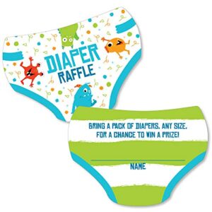 big dot of happiness monster bash - diaper shaped raffle ticket inserts - little monster baby shower activities - diaper raffle game - set of 24