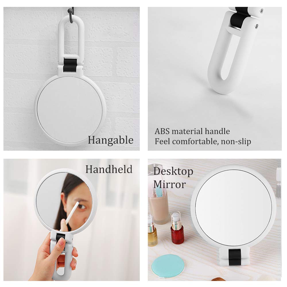 15x Magnifying Handheld Mirror,Travel Folding Hand Held Mirror,Double Sided Pedestal Makeup Mirror with 1/15x Magnification