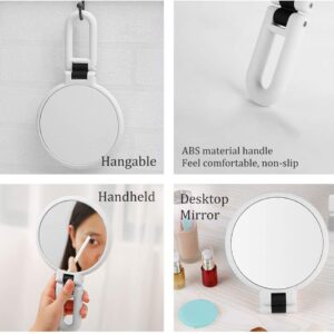 15x Magnifying Handheld Mirror,Travel Folding Hand Held Mirror,Double Sided Pedestal Makeup Mirror with 1/15x Magnification