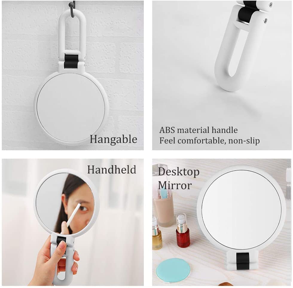 15x Magnifying Handheld Mirror,Travel Folding Hand Held Mirror,Double Sided Pedestal Makeup Mirror with 1/15x Magnification