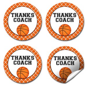 Basketball Team Coach Appreciation Thank You Sticker Labels, 40 2" Party Circle Stickers by AmandaCreation, Great for Envelope Seals & Gift Bags