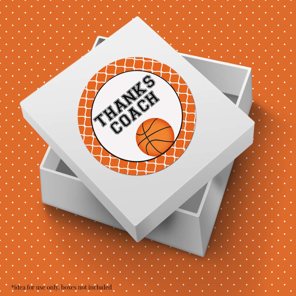 Basketball Team Coach Appreciation Thank You Sticker Labels, 40 2" Party Circle Stickers by AmandaCreation, Great for Envelope Seals & Gift Bags