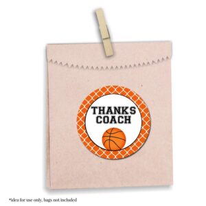 Basketball Team Coach Appreciation Thank You Sticker Labels, 40 2" Party Circle Stickers by AmandaCreation, Great for Envelope Seals & Gift Bags