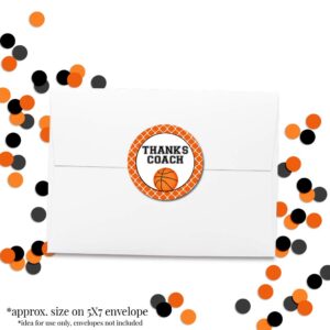 Basketball Team Coach Appreciation Thank You Sticker Labels, 40 2" Party Circle Stickers by AmandaCreation, Great for Envelope Seals & Gift Bags