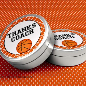 Basketball Team Coach Appreciation Thank You Sticker Labels, 40 2" Party Circle Stickers by AmandaCreation, Great for Envelope Seals & Gift Bags