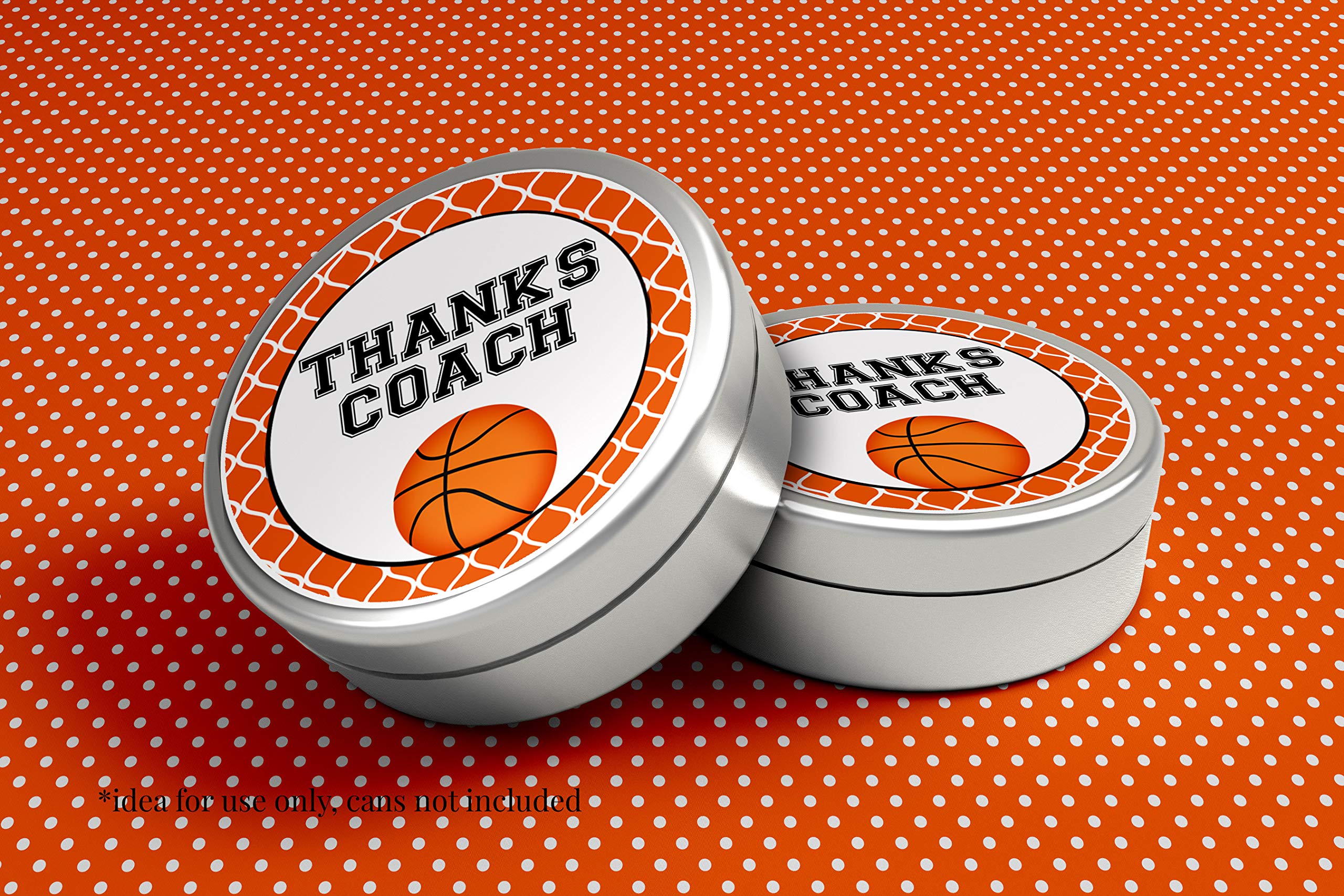 Basketball Team Coach Appreciation Thank You Sticker Labels, 40 2" Party Circle Stickers by AmandaCreation, Great for Envelope Seals & Gift Bags