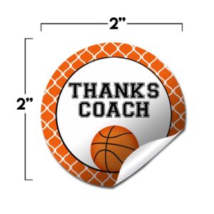 Basketball Team Coach Appreciation Thank You Sticker Labels, 40 2" Party Circle Stickers by AmandaCreation, Great for Envelope Seals & Gift Bags