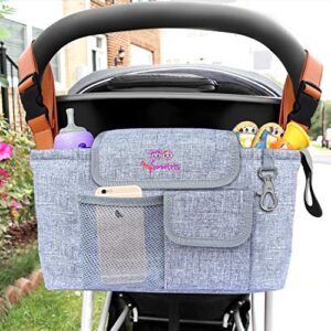 MySweetots All-in-1 Baby Stroller Organizer | Large Cup Holders, Plenty of Pockets, Key Holder, Wipes Pocket, Bonus Leather Strap | Multipurpose Baby Bag for Busy Parents | Free Diaper Changing Pad!!