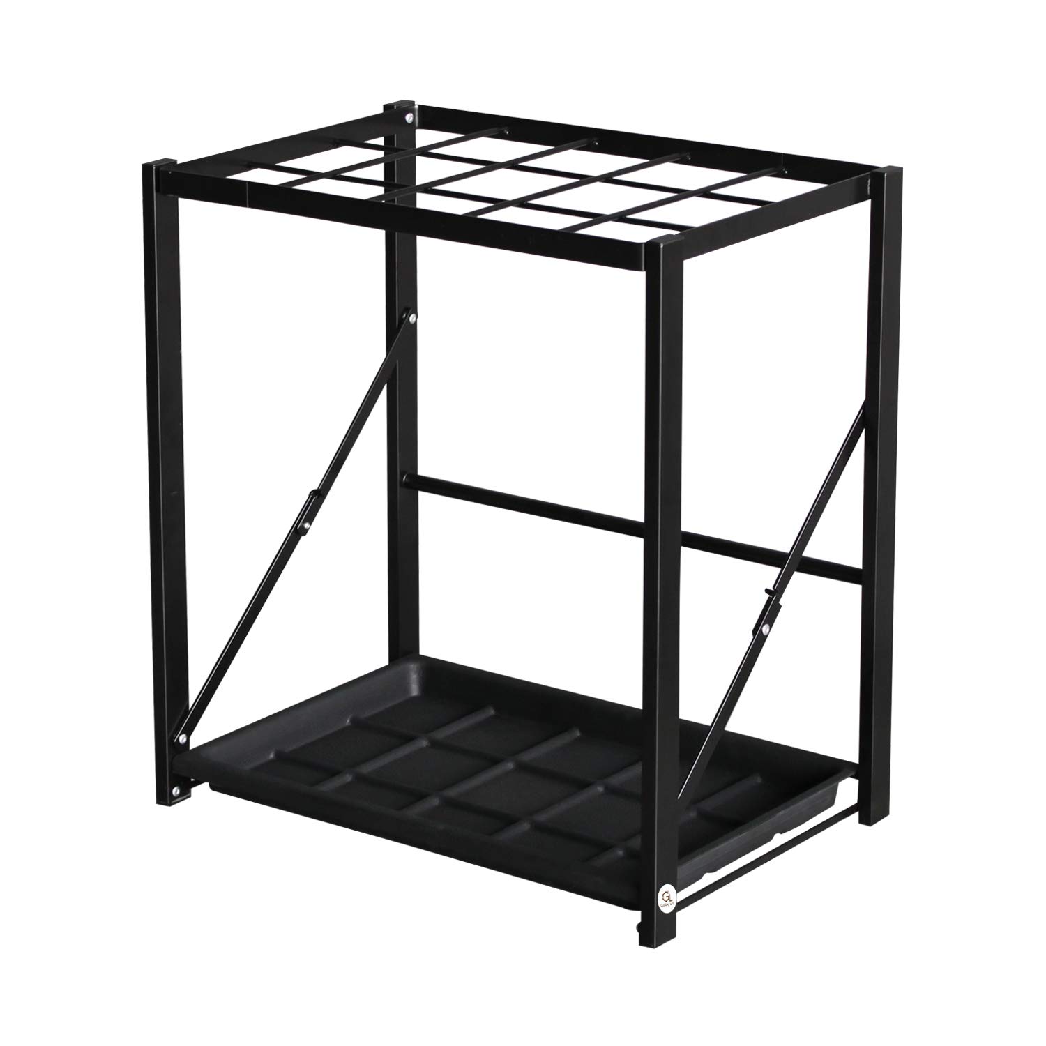 GL GLOBAL LIFE Folding Umbrella Storage Stand Rack Holder Organizer Free Standing Industrial Umbrella Rack for Entryway Home Commercial Office Hotel Entry Hallway Patio Décor with Removable Drip Tray