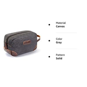 emissary Travel Toiletry Bag for Men, Leather and Canvas Toiletry Bags, Dopp Kit for Men, Travel Bathroom Bag Men's Shaving Kit, Travel Kit Small Bag for Men, Shaving Bag for Travel Accessories (Gray)