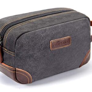 emissary Travel Toiletry Bag for Men, Leather and Canvas Toiletry Bags, Dopp Kit for Men, Travel Bathroom Bag Men's Shaving Kit, Travel Kit Small Bag for Men, Shaving Bag for Travel Accessories (Gray)