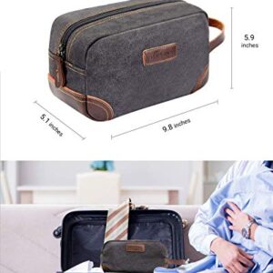 emissary Travel Toiletry Bag for Men, Leather and Canvas Toiletry Bags, Dopp Kit for Men, Travel Bathroom Bag Men's Shaving Kit, Travel Kit Small Bag for Men, Shaving Bag for Travel Accessories (Gray)