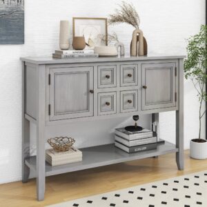 harper & bright designs buffet table kitchen storage buffet and sideboard console tables with four storage drawers two cabinets and bottom (antique grey)