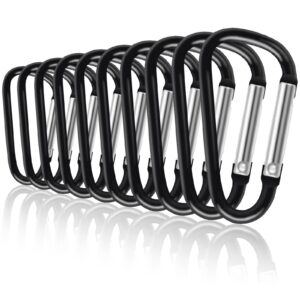 upins 100pcs carabiner clips, aluminum locking spring hook keychain d shape heavy duty buckle pack carabiners clip lock snap hooks backpack clip