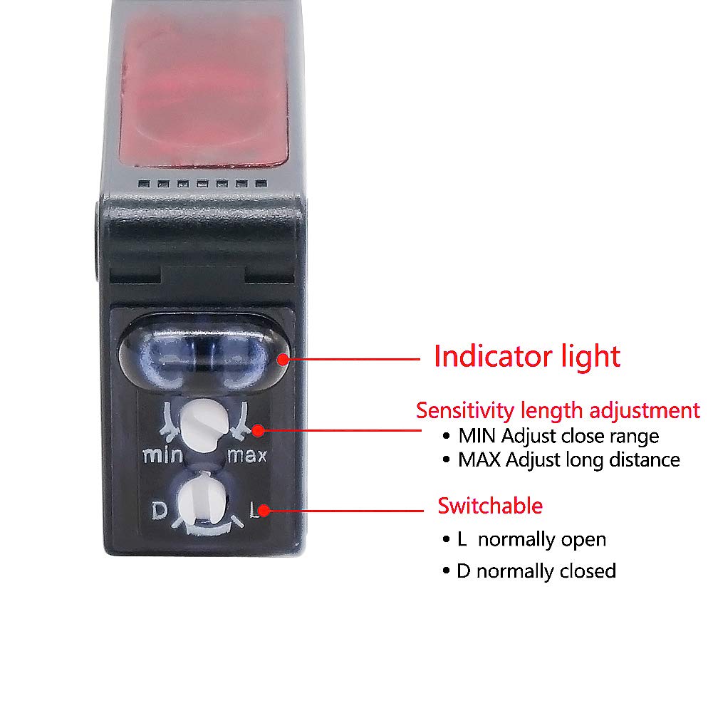 Twidec/6 Digits 0-999999 Customer Traffic Counter 100V-240VAC LED Auto Display Digital People Counter + 0-2M NPN Photoelectric Switch Sensor R61+ Holder + Reflector Panel