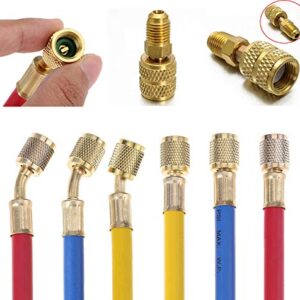 Air conditioning Refrigerant Charging Hoses with Diagnostic Manifold Gauge Set and 2 Quick Coupler for R410A R22 R404 Refrigerant charging,1/4" Thread Hose Set 60" Red/Yellow/Blue (3pcs)