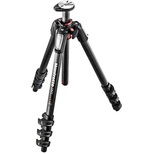 Manfrotto MT055CXPRO4 055 Carbon Fiber 4-Section Tripod with Horizontal Column (Black) Bundled with ZAYKiR Tripod Strap Non-Slip with Two Quick-Release Loops (Black)