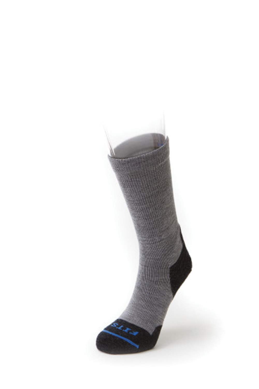 FITS Light Hiker – Crew: Contour Hugging Cushioned Outdoor Socks for Hiking, Camping, Trekking, Fishing Light Grey, X-Large