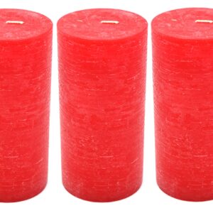 Set of 3 Red Unscented 6 Inch Tall Pillar Candles | Home Décor Accent for Centerpieces, Lanterns or Fireplace Mantles | Decorate Your Wedding, Bridal Shower or Home | 3W x 6H Inches